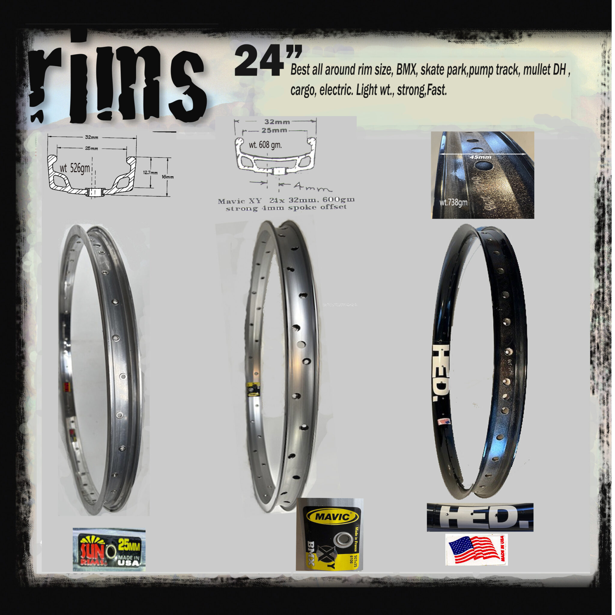 24″ Sun M25 Rim 36H – Arrow Racing Design ~ (541) 471-7212 ~ 9-4 M-F